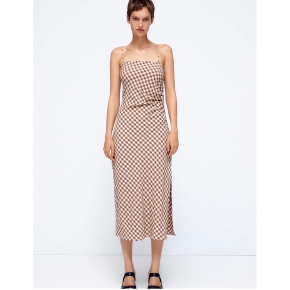 Zara | Dresses | Zara Midi Gingham Dress | Poshmark